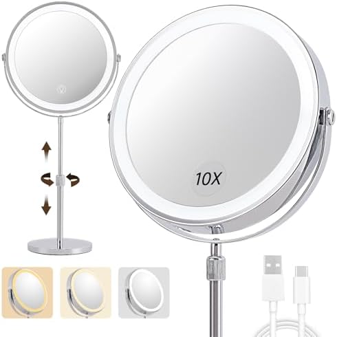 Amazon.com - Niuphia Vanity Mirror with Lights 7" Rechargeable 1x/10x ...