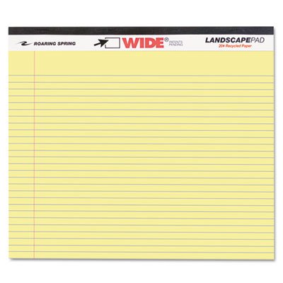 WIDE Landscape Format Writing Pad, College Ruled, 11 x 9 1/2, Canary ...
