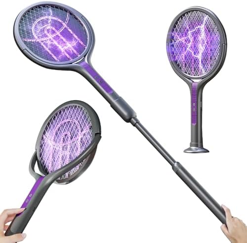 KBIBCK Electric Fly Swatter, Rotating Head Electric Fly Zapper, 2 in 1 ...