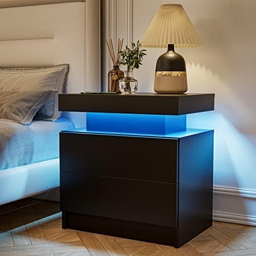 Amazon.com: DobleCliCli LED Nightstand, Modern End Side Table with 2 ...