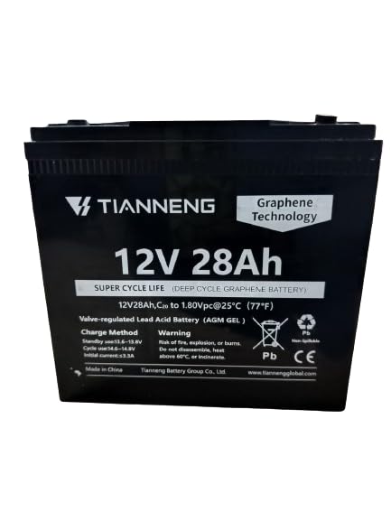 TIANNENG 12V 28AH Graphene Ebike Battery Deep Cycle Battery : Amazon.in ...