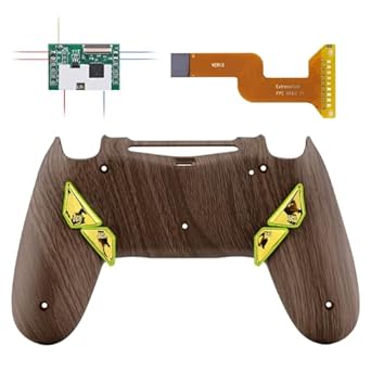 Amazon.com: eXtremeRate Chrome Gold 4 Back Paddles & Wood Grain Dawn 1.0 Programable Remap Kit ...