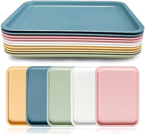Amazon.com: Cieovo 10 Pack Fast Food Serving Tray Colorful Rectangular ...