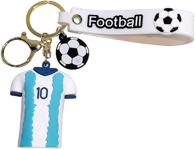 Amazon.com: Generic Leo Messi Keychain, Argentina blue Jersey, Soccer ...