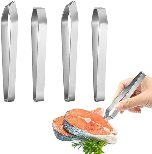 4 PCS Stainless Steel Kitchen Tweezers,Bones Remover Tweezers Pin Bone ...