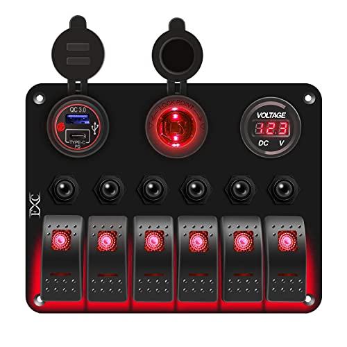 Snapklik.com : FXC Waterproof Marine Boat Rocker Switch Panel 6 Gang