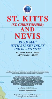 St. Kitts (St. Christopher) and Nevis Road Map with Street Index and ...
