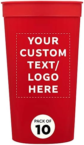 Amazon.com: Custom Plastic Stadium Cups 32 oz. Set of 10, Personalized ...