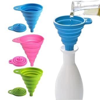 3 Pcs Collapsible Funnel Silicone Kitchen Funnels Rainbow Colors Small ...