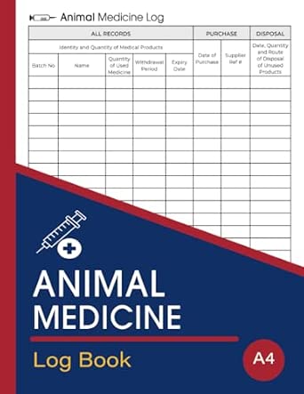 Animal Medicine Log Book: Record Veterinary Treatments And Medications ...