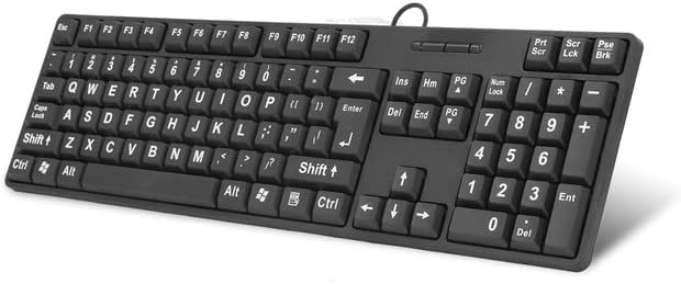 USB Wired Keyboard,Large Print Letter Computer Keypad High Contrast ...