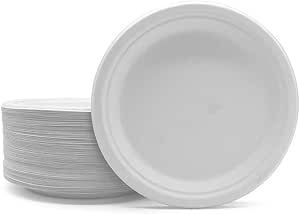 Amazon.com: 100-Pack Compostable 6 Inch Paper Plates Biodegradable ...