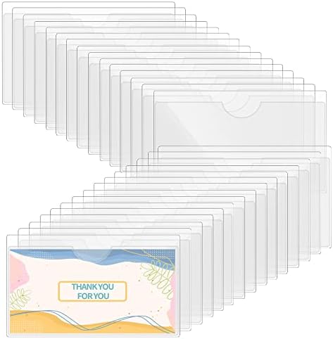 Thinp 30 Pieces Self-Adhesive Index Card Pockets Clear Shelf Tag Label ...