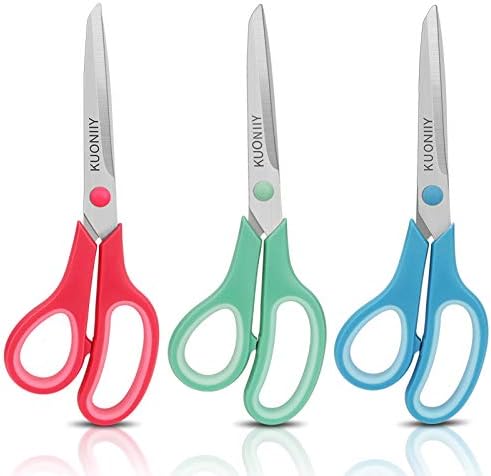 KUONIIY Scissors 8 Inch Soft Comfort-Grip Handles Sharp Blades, Set of ...