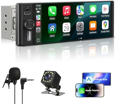 Amazon.com: Single Din Radio Car Stereo with Apple CarPlay & Android ...