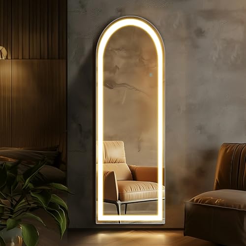 Arched LED Full-Body Mirror – 3 Color Lighting (Warm/Natural/Cool ...