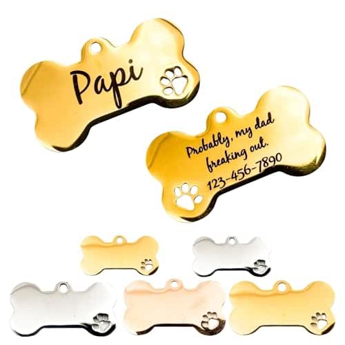 Amazon.com: Personalized Bone-Shaped Dog Tags – Custom Engraved Pet ID ...
