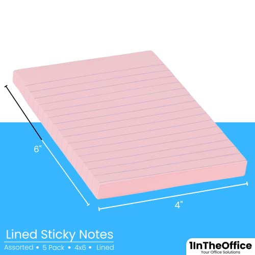 Snapklik.com : 1InTheOffice Lined Sticky Notes 4x6, Sticky Note Pads ...