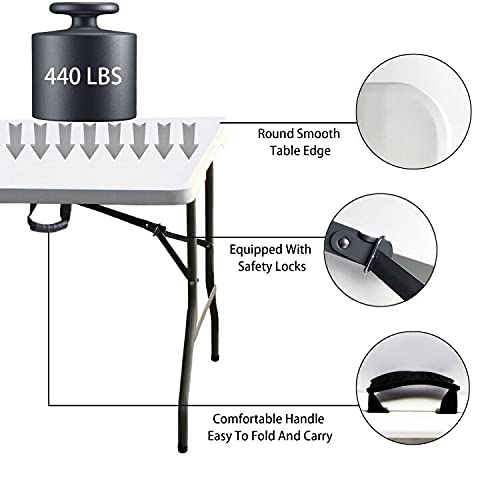 Go-Trio 6 Foot x 30 inch Folding Table, Indoor Outdoor Portable Plastic ...