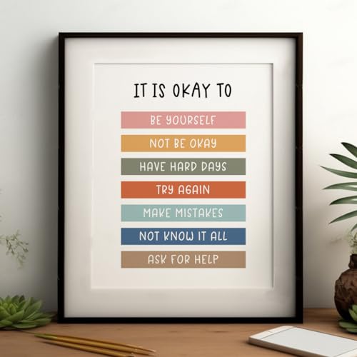 Amazon.com: It's Okay to Poster, Boho Classroom Decor, Self Care ...