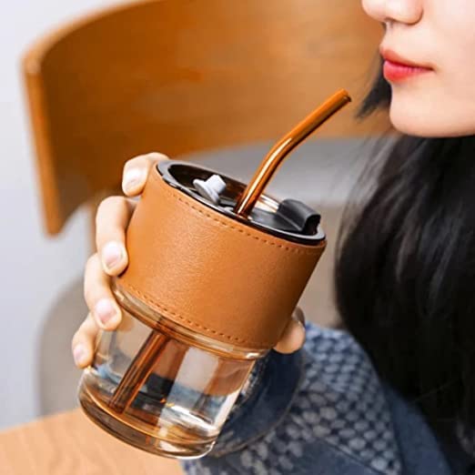 Buy CLOUDMART Glass Leather Grip Hot Cold Tea and Coffee Fruit Juice ...