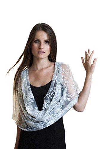 Amazon.com: Silver Lace Shawl. Loop Versatile Shawl You Can Wear As A ...