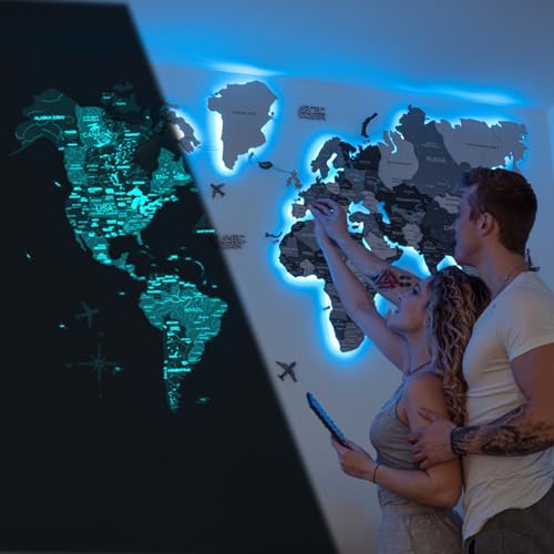 Amazon.com: Enjoy The Wood 3D LED Wood World Map 3.0 with Luminous ...