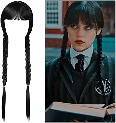 AOMIG Addams Wig, Black Plaited Wig for Women Girls, Long Braids ...