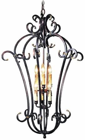 Woodbridge Lighting 25007-AUB 6 Light Up Light Foyer Pendant from the ...