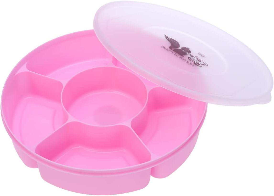 Operitacx Snack Serving Tray 6 Compartment Divided Candy Plate with Lid ...