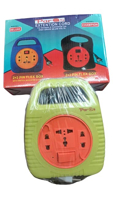 Buy ( Paras Model Deluxe ) Trio 2 Pin Flex Box 5 Mtr. with Indicator & International Socket 3+1 ...
