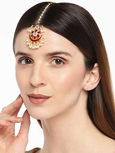 Buy Accessher Gold Toned Enamel Kundan Warrior Style Ethnic Bindiya ...