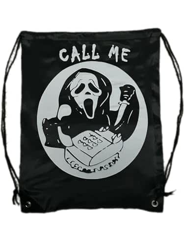 Amazon.com: Black and White Ghostface Scream Drawstring Bag : Clothing ...