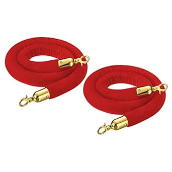 PATIKIL 4 Feet Red Velvet Stanchion Rope, 2 Pack Crowd Control Barrier ...
