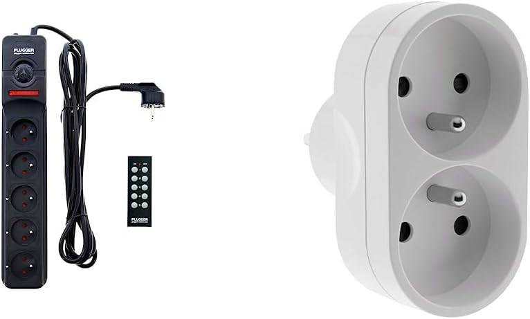Plugger Bloc multiprise électrique Noir 5 Prises 16A avec Terre, Interrupteur, télécommande sans ...