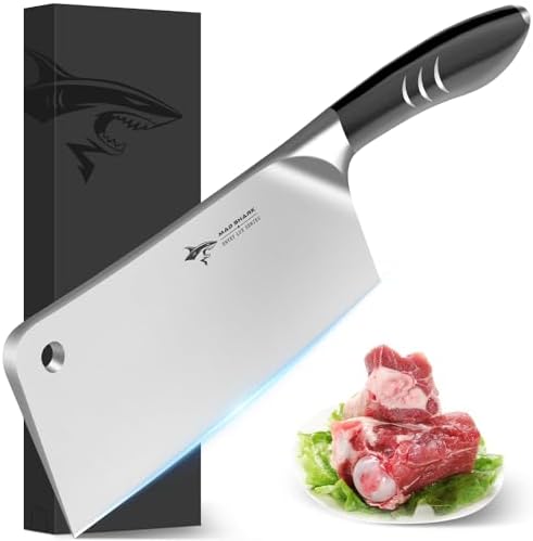 Amazon.com: KnifeSaga 2024 Upgraded Meat Cleaver Knife, Japanese Pro 7. ...