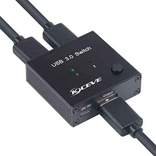 KCEVE USB 3.0 Switch Selector, 2 In 1 Out USB Switcher For 2 Computers ...