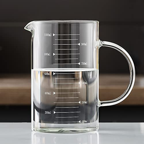 Glass Measuring Jug, Homnoble 1L Clear Liquid Measuring Cup with V ...