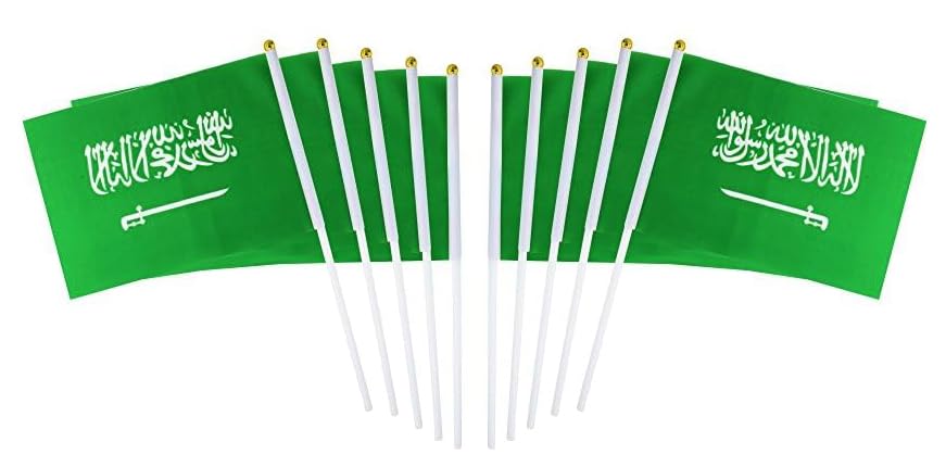 Amazon.com: 10 Pack Saudi Arabia Saudi Arabian Flags on Stick 5x8 Inch ...