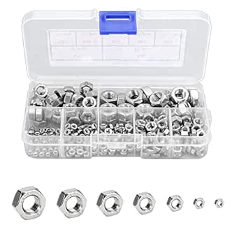315 Pièces Ecrou Hexagonal en 304 Acier 7 Tailles Ecrou Frein M2, M2.5, M3, M4, M5, M6, M8 Anti ...