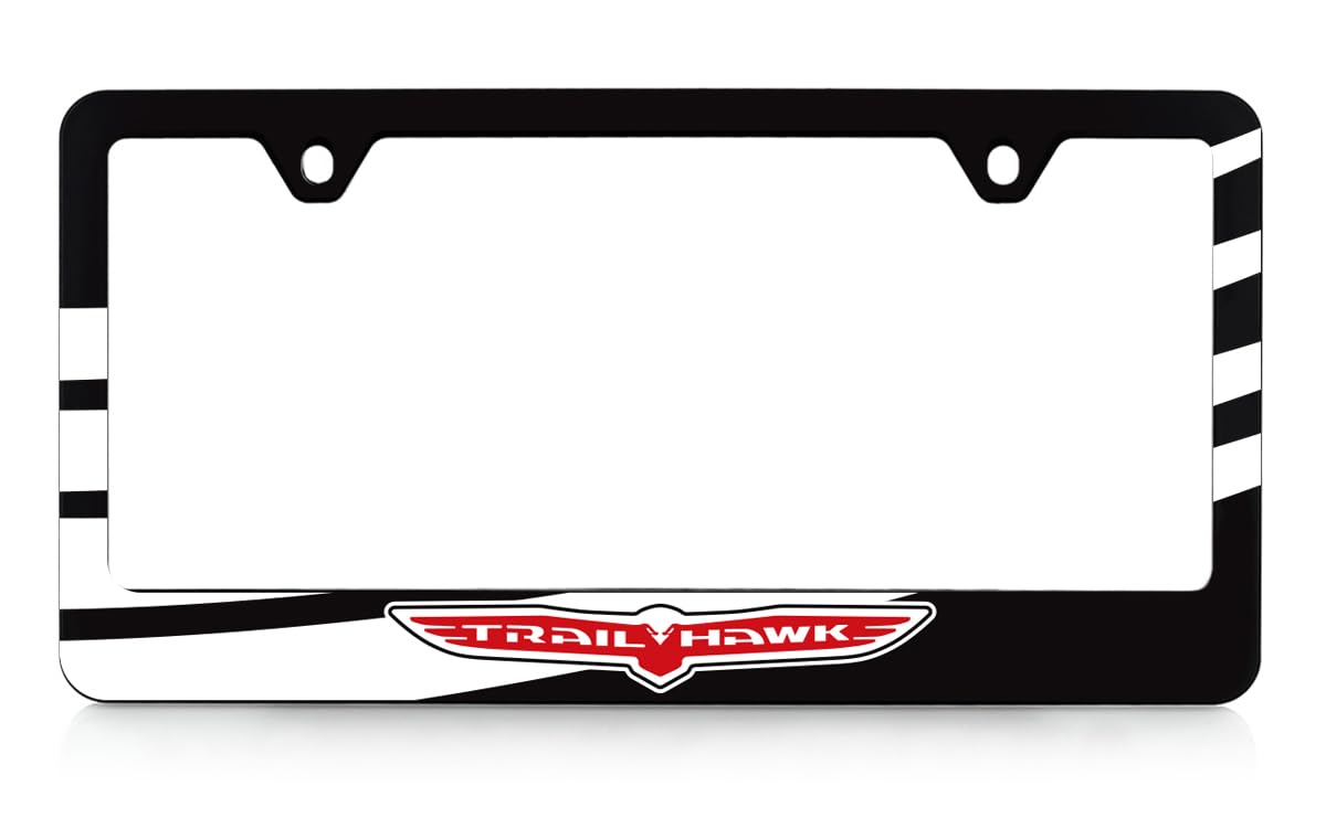 Snapklik.com : Jeep Trailhawk UV Printed Black Plastic License Plate Frame
