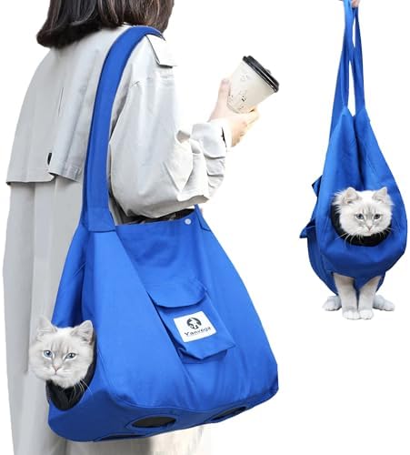 Amazon.com : Yanvega Cat Pouch Carrier Backpack - Blue Size M Soft Hand ...