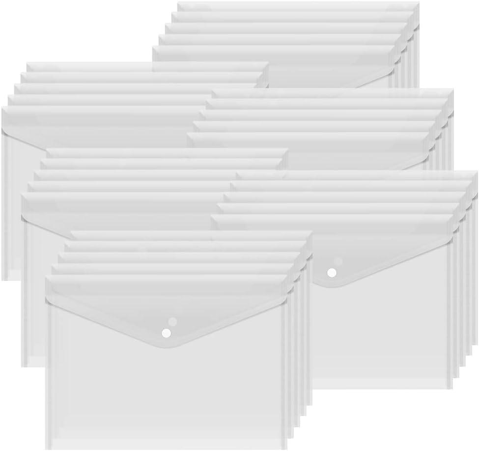 Plastic Wallets Folders - 36 Pcs A4 Clear Plastic Popper Wallet ...