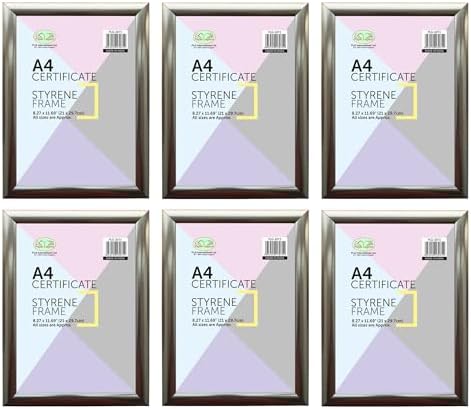 Pack Of 6 - A4 SILVER Premium Modern Photo Frame with Styrene Front ...
