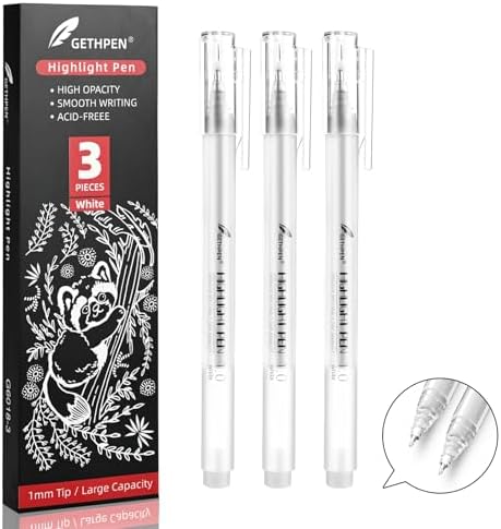 Amazon.com: U-K 5 Pieces White Gel Pens White Highlighter 0.8Mm Gel Pen ...
