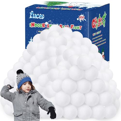 Luces 100 PCS Indoor Snow Balls Fight Set, Artificial Snow Ball, Soft ...
