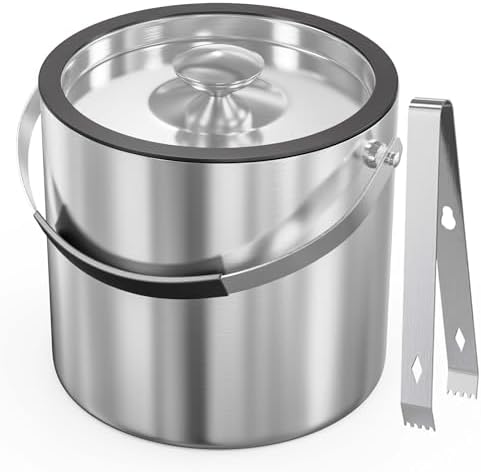 Amazon.com: Sailnovo Ice Bucket, Double-Wall Stainless Steel Insulated ...