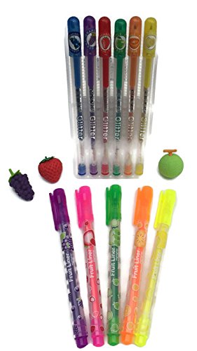 Delicious Fruit Scented Glitter Gel Pens Fluorescent Highlighter Pens ...