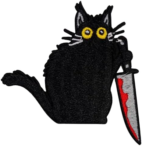 Amazon.com: Peeking Black Cat Patch, Funny Black Cat Pocket Patch, 3 ...
