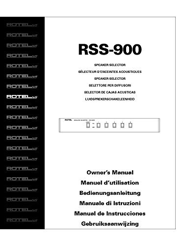 Instruction Manual for Rotel RSS-900 Speaker Selector Owners ...